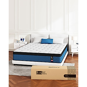 BedStory King Size Mattress - 14 Inch Hybrid King Mattress in a Box - Individual Pocket Springs for Motion Isolation, 76”x80”