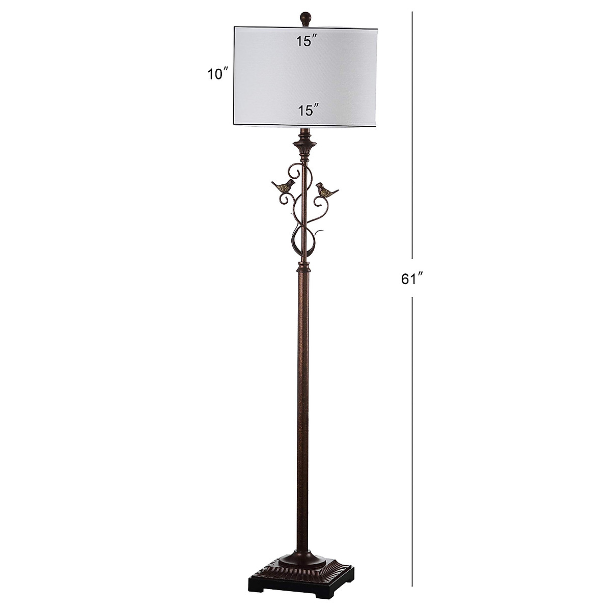 SAFAVIEH Lighting Collection Birdsong Traditional Rustic Farmhouse Oil-Rubbed Bronze 61-inch Living Room Bedroom Home Office Standing Floor Lamp (LED Bulb Included)