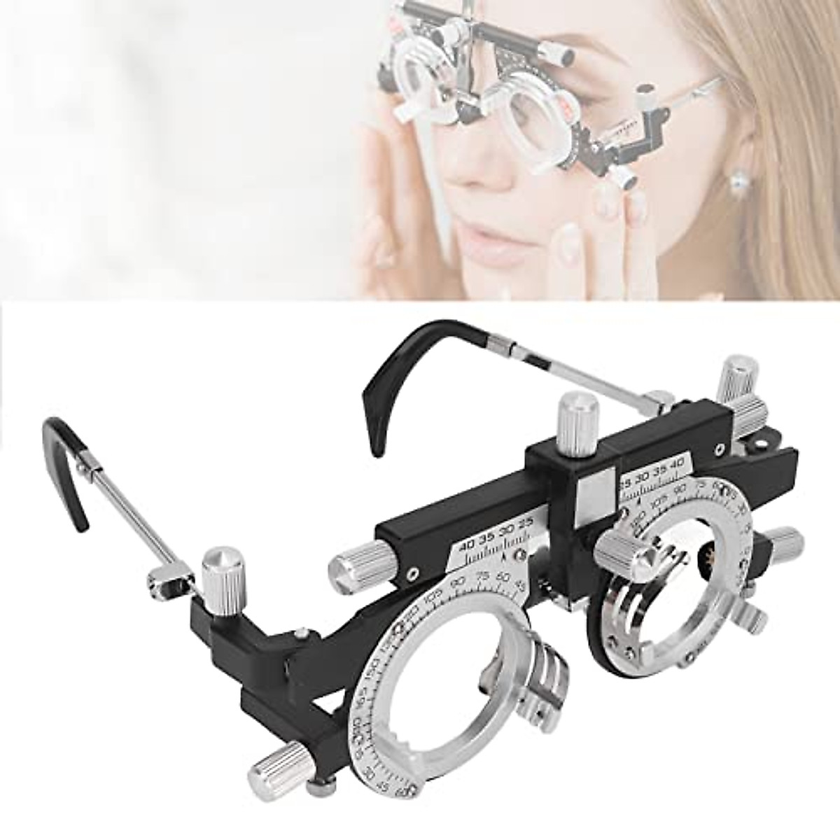 Tonsa Alloy Optometry Frame, Adjustable Trial Frame Optical Trial Lens Frame PD 48-80mm 360° Rotation Pure Titanium Optical Titanium Optic Trial Eye Optometry Lens Frame Test Optician