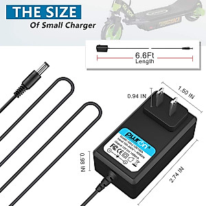 PwrON 12V 1A AC DC Adapter Compatible with for Razor Power Core E90, ePunk, XLR8R, Electric Scream Machine, Kids Ride On Toys, Electric Scooter Power Supply Adapter - 6.6FT Cable