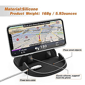 Loncaster Car Phone Holder, Car Phone Mount Silicone Car Pad Mat for Various Dashboards, Slip Free Desk Phone Stand Compatible with iPhone, Samsung, Android Smartphones, GPS Devices and More, Black