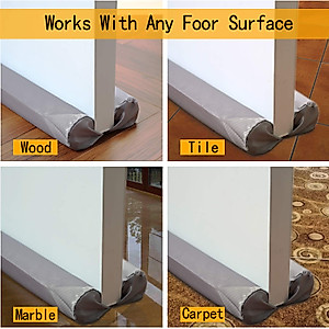 Under Door Draft Stopper Gray 29"-35" Noise Window Breeze Dust Air Blocker Adjustable Door Sweeps