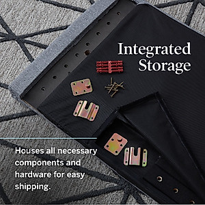 LUCID Mid-Rise Upholstered Headboard - Diamond Tufted - Padded Polyester - Adjustable Height from 34” to 46” - Easy Assembly - Bed Frame or Wall Mount - Sturdy - Cobalt - Queen Size