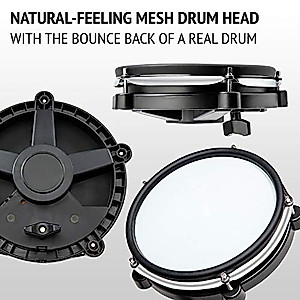 LyxJam 7-Piece Electronic Drum Kit, Drum Set with Real Mesh Fabric, 209 Preloaded Sounds, 50 Play-Along Songs, Cymbals & Kick Pedal, Drum Sticks With SPA8 Active Speaker & 15 FT Qtr to Qtr Cable