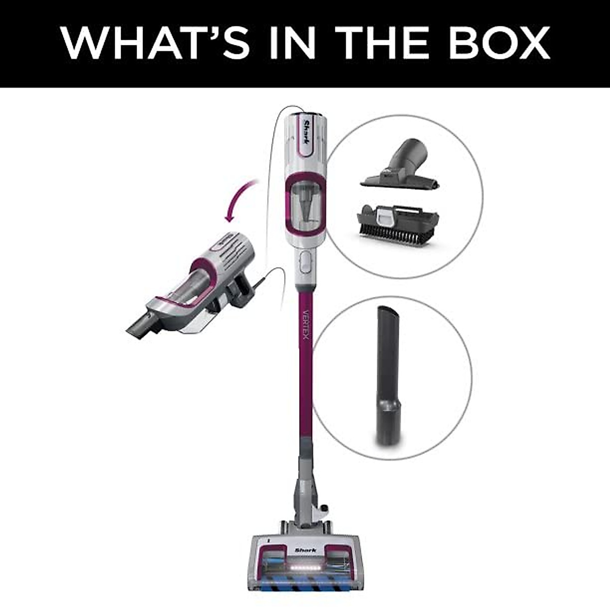 SHARK Shark HZ2000 Vertex Ultralight Corded Stick Vacuum with DuoClean PowerFins and Self-Cleaning Brushroll Magenta (Renewed)