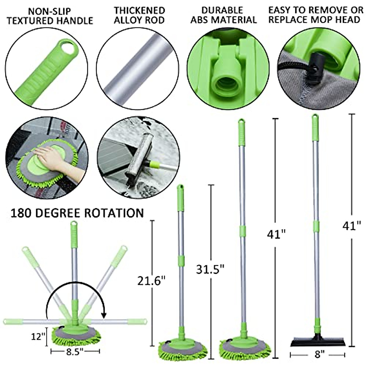 FORCAR 29Pcs Car Wash Cleaning Kit with Extendable Long Handle Brush Mop & Long Pole Window Water Scraper, 63" Large Towels, 16" Large Storage Box, Wash Mitt for Interior and Exterior Detailing, Pink