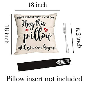 Boyfriend Gifts Long Distance, Boyfriend Gifts from Girlfriend, Boyfriend Gifts for Birthday, Hug This Pillow Until You Can Hug Me, 18x18 inch Pillow Cover + Fork Gift Set,