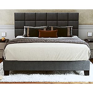Fluest Queen Bed Frame Upholstered Bed Frame Platform with Adjustable Headboard Linen Fabric Tufted Headboard Wooden Slats Support/No Box Spring Needed/Easy Assembly/Mattress Foundation, Grey