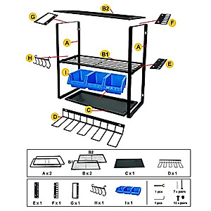 Power Tool Organizer Wall Mount, Power Tool Storage Rack Drills Holder Heavy Duty, 4 Layer Metal Shelf Utility Tools Rack with Pliers Hammers Screwdrivers Holder, Rack for Garage Home Workshop