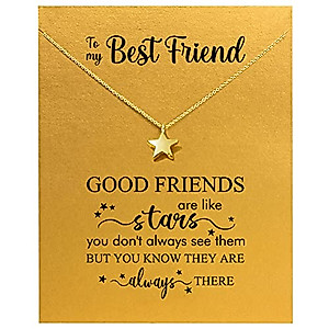Gifts for Best Friend Star Necklace for Women Girls Friendship Necklace with Gift Card(Star)