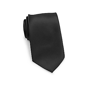 Mens Black Ties Bulk Lot of 5 Mens Solid Color Wedding Ties 3.5" Satin Finish (Black)