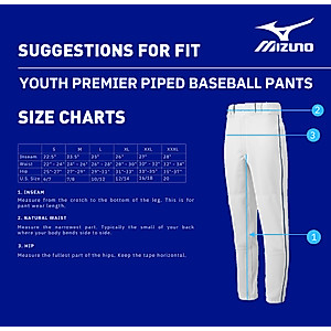 Mizuno Boys Youth Select Baseball Pant, Black, Medium US