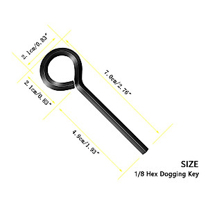 WOODGUILIN 1/8” Standard Hex Dogging Key with Full Loop, Key-Ring Style Dogging Key Set 1/8 Allen Wrench Key for Push Bar Door Panic Bars, Security Door Exit Devices,Solid Metal（10 Pack,1/8 black）