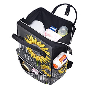 LORVIES Sunflowers You are My Sunshine Diaper Bag Backpack, Large Capacity Muti-Function Travel Backpack