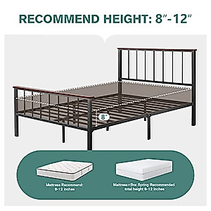 IMUsee Queen Size Metal Platform Bed Frame with Headboard, Heavy Duty, Mattress Foundation, Multi-Directional Support, No Box Spring Needed, Easy Assembly, Noise Free, Black