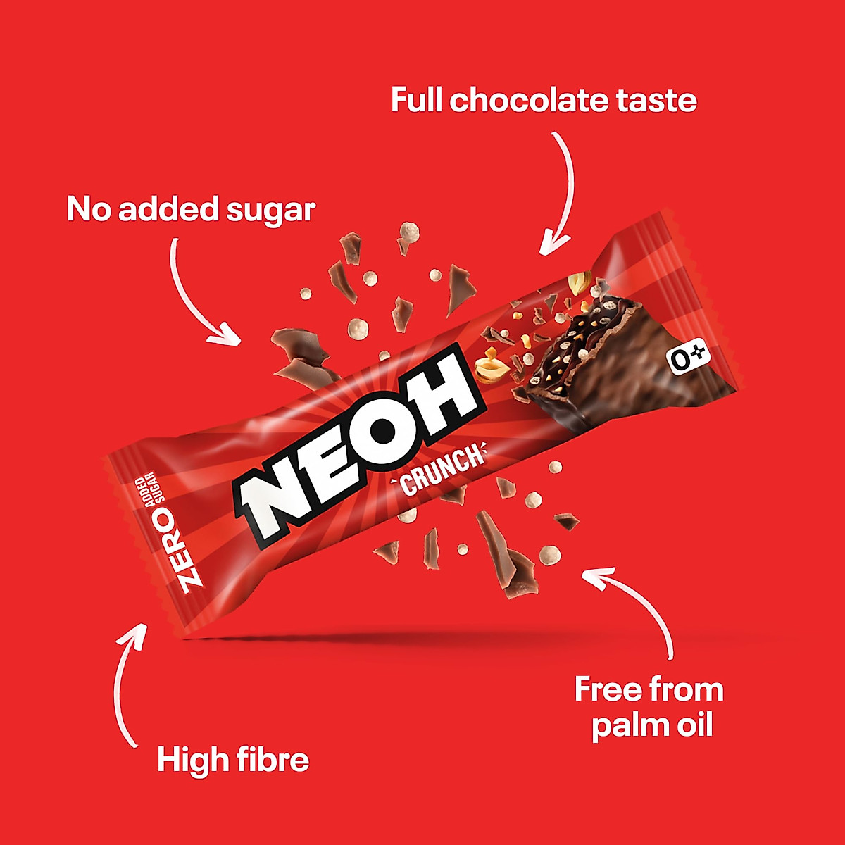 NEOH Chocolate Bars - Keto Chocolate Dipped Candy Bar, Gluten-Free Low-Calorie, Low-Carb, Plant-Based, High-Fiber Snacks, No Added Sugar, 1 Ounce Individually Wrapped Bars, 12 Pack