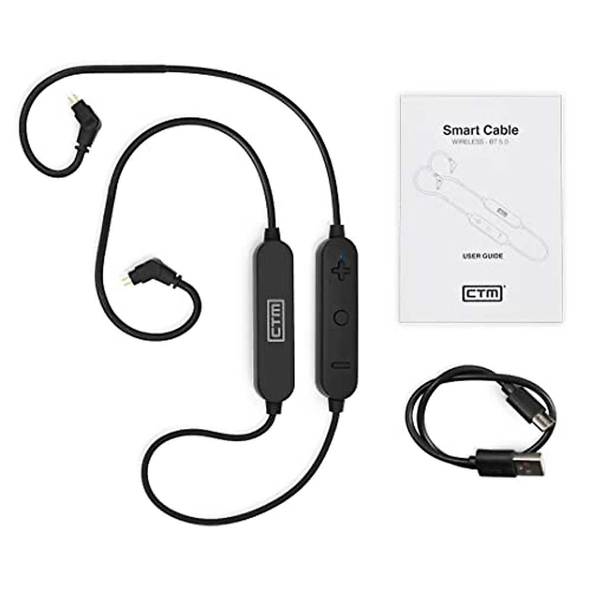 CTM in-Ears Smart Cable | Wireless Cable | 2-Pin 0.78mm | Bluetooth 5.0 | Mic | Inline Controls