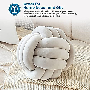 Soft Knot Ball Round Pillows, Comfortable Throw Pillow Cushion Home Decoration Plush Pillow, Handmade Throw Pillow Round Plush Pillow | 8 inches,Ivory