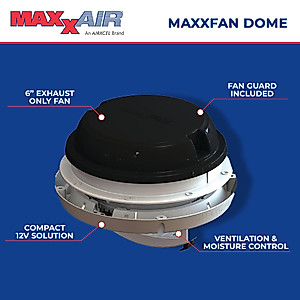 Maxx Air 00-03810B Fan Dome, 6" Fan, Black