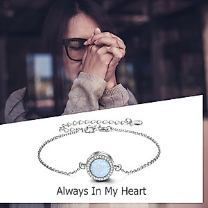 ONEFINITY Opal Urn Bracelet For Ashes 925 Sterling Silver Opal Cremation Keepsake Pendant Locket Bracelet For Women Mom