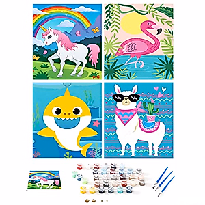 LWZAYS 4 Pack Paint by Numbers for Kids,8X12Inch Animals Color by Numbers for Kids DIY Beginners Easy Acrylic Watercolor Oil Painting Arts & Crafts Toys Gift for Wall Decor(White Edge 2inch)