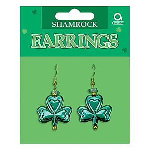 amscan Shamrock Dangling Earrings Costume Accessory-1 Pc, 2" x 1", Green