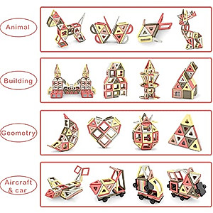 AOMIKS 151 PCS Set Magnetic Building Blocks Tiles for Kids Learning & Educational STEM Mini Building Toys for Girls and Boys Ages 3 4 5 6 7 8 Years Old 3D Magnetic Tiles