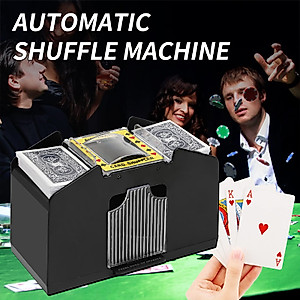 Ni-SHEN 4 Deck Automatic Card Shuffler USB/Battery Operated Electric Shuffler for Family Party Poker/Blackjack/UNO(1-4 Deck Card Shuffler)