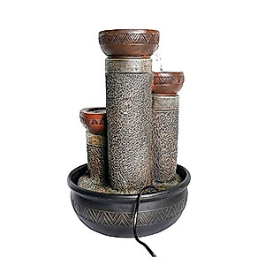 Agoodping 15.7''H Relaxation Desktop Waterfall Fountain Decor Portable Tabletop Waterfall Fountains ,Indoor Waterfall Feature with LED Light for Home Office Bedroom (Brown, 15.7inch)