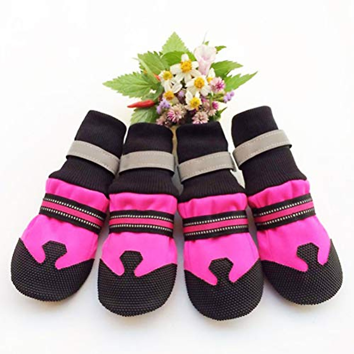 UKCOCO Pet Accessories 1 Set Pet Dog Warm Shoes Stylish Outdoor Dog Boots Anti- Slip Pet Dog Walking Shoes Comfortable Pet Dog Boots Cool Pet Dog Shoes for Autumn Winter Wearing Rosy Size S