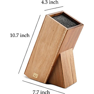 HomeEase Wood Universal Knife Block, Storage Holder Organizer, Easy to Clean Removable Plastic Rods