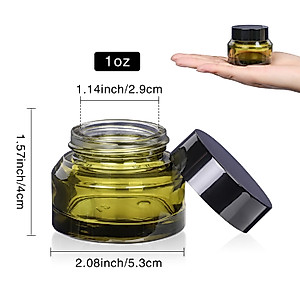 Glass Cosmetic Jars with Lids, 3 Pack Small Glass Jars, 30 ml Empty Makeup Containers for Sample, Cream, Lotion (1 oz, Green)
