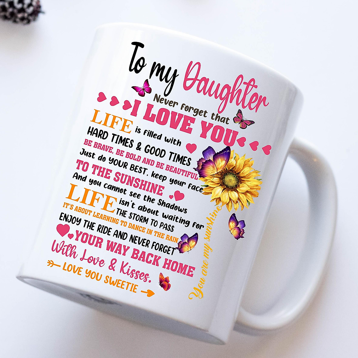 PerfectoStore Sunflower To My Daughter Never Forget That I Love You Mug – To My Dear Daughter In Law I Gave You My Amazing Son- Christmas presents gifts, Coffee Mug Birthday gifts 11oZ Coffee Cup
