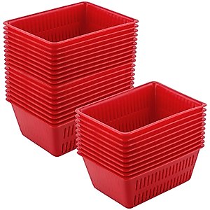 SHEUTSAN 30 Pack Small Red Storage Baskets, 6.1 x 4.5 x 2.3 Inch Mini Plastic Storage Baskets, Rectangular Plastic Tray Organizer for Home, Office