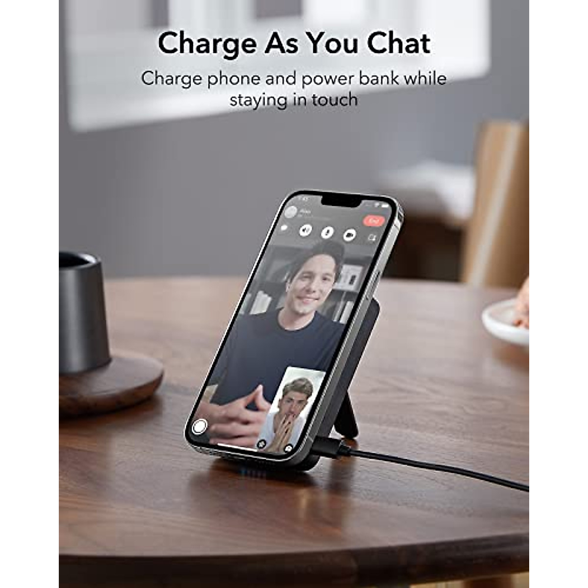 ESR MagSafe Battery Pack (HaloLock), 10,000mAh MagSafe Power Bank with USB-C Cable, Kickstand Magnetic Wireless Power Bank for iPhone 14/13/12, MagSafe Portable Charger, MagSafe Accessories, Black