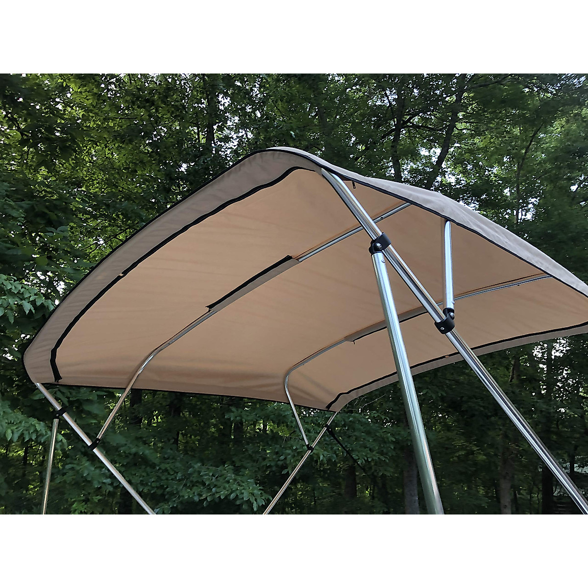 Replacement Bimini Top Canvas with Boot, Beige, 9' Long x 8.5' Wide, 16oz, by Cypress Rowe Outfitters, 4 Bow, fits 97-103" Wide