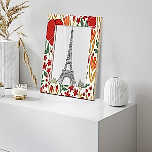 POFATO Artistic Painted Flowers Poppy 8x10 Picture Frame Wood Photo Frame for Tabletop Display Wall Mount Picture Frame Display 8 x 10 Inch Photo Wall Decor Home Gift Frames