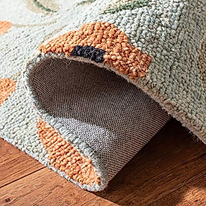 SAFAVIEH Blossom Collection 4' x 6' Sage / Multi BLM676A Handmade Premium Wool Area Rug