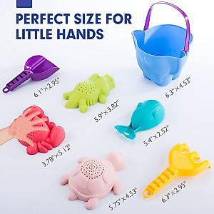 hahaland Beach Toys for Toddlers 1-3 - Sand Toys for Toddlers 1-3, Baby Bucket Rake Shovel Set, Bath Water Outdoor Toys for Toddlers 1-3 Boys Girls, Travel Toys for 1 Year Old Toddler Toys Age 1-2