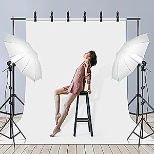 Walk Fly Photography Umbrella Lighting Kit, 6 x 9FT Muslin Screen Backdrop Continous Lighting Umbrella Equipment, 7 x 10FT Background Stand Support System for Studio Photo Portrait Video Shooting