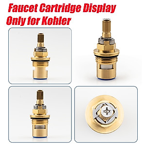 Ceramic Valve Cartridge Compatible with Kohler Two-Handle Faucet, Hot Water Cartridge Replacement for K-GP77005-RP, Brass Faucet Cartridge with Spline Adapter for Kitchen and Bathroom