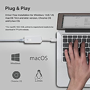 TP-Link USB to Ethernet Adapter, Foldable USB 3.0 to 10/100/1000 Gigabit Ethernet LAN Network Adapter, Support Windows 10/8.1/8/7/Vista/XP for Desktop Laptop Apple MacBook Linux (UE300)