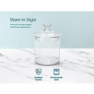 KooK Glass Apothecary Jar Set, Kitchen Storage Containers, Bathroom Jars, 36 Ounce, Set of 2