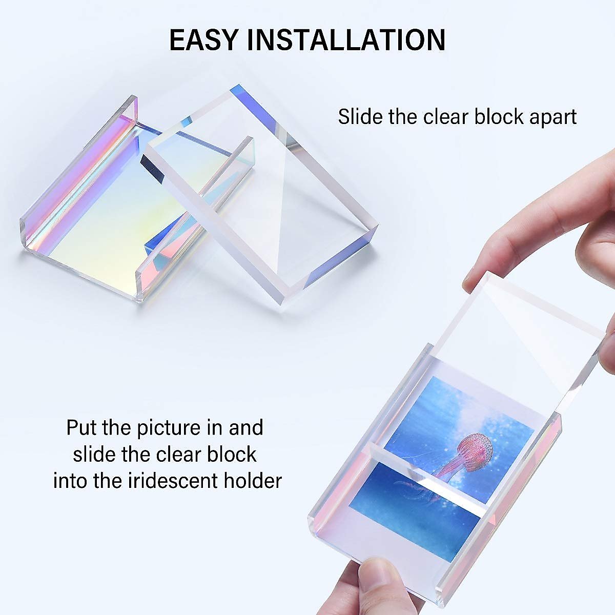 Instax Mini Photo Frames 2x3, Polaroid Picture Frame, Iridescent Acrylic Picture Frames for Desktop & Tabletop, Mini Instant Photo Frames for Fujifilm & Polaroid Film (3 Pack)Polaroid Frame for Photos