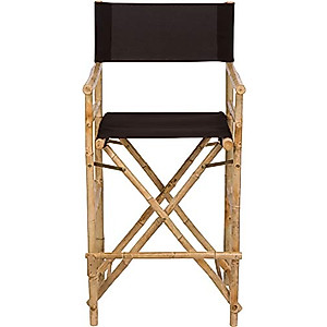Zero Emission World Bamboo Barstool-Natural Color Black Canvas Bar Height Folding Chairs Counter Stool Outdoor Indoor Tall Camping Set of 2, 22.8x18.9x47.2