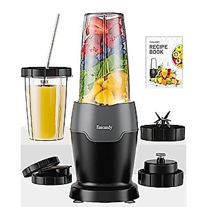 900 Watts Smoothie Blender for Shakes and Smoothies, 12 in 1 Set Bullet Personal Blender with Milk Frother, Germany 3D Stainless Steel 6-Leaves Blades Smoothie Maker, 24oz and 18oz Tritan BPA-Free To-Go Cups