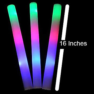 100 LED Foam Sticks Multi Color Flashing Glow Wands, Batons, Strobes - 3 Flashing Modes - Birthdays and Parties