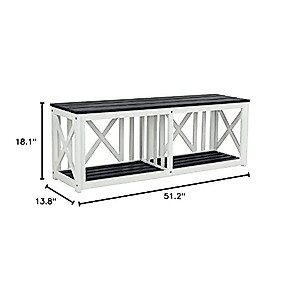 Safavieh FOX6706K Outdoor Collection Branco Grey Bench, 0, Dark Slate Gray/White