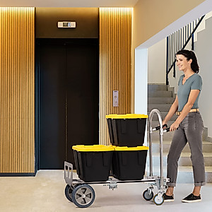 HaulPro Junior Heavy Duty Convertible Hand Truck with Double Grip Handles - Aluminum Dolly Cart for Moving - 1,000 LB Capacity - Converts from Hand Truck to Platform Push Cart - 52" L x 41" W x 44" H