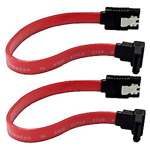 Security-01 2-Pack Red 90 Degree Right-Angle 6.0 Gbps SATA III Data Cable with Locking Latch Plug 180mm/7.08inch